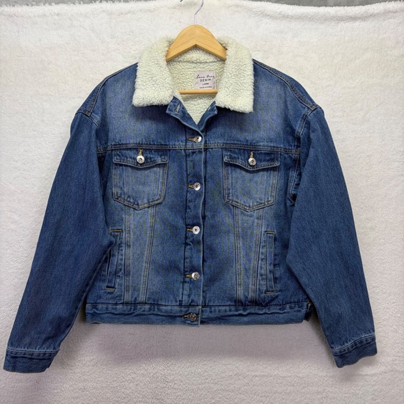 Love Tree Denim | Jackets & Coats | Denim Trucker Jacket Sherpa Lined ...